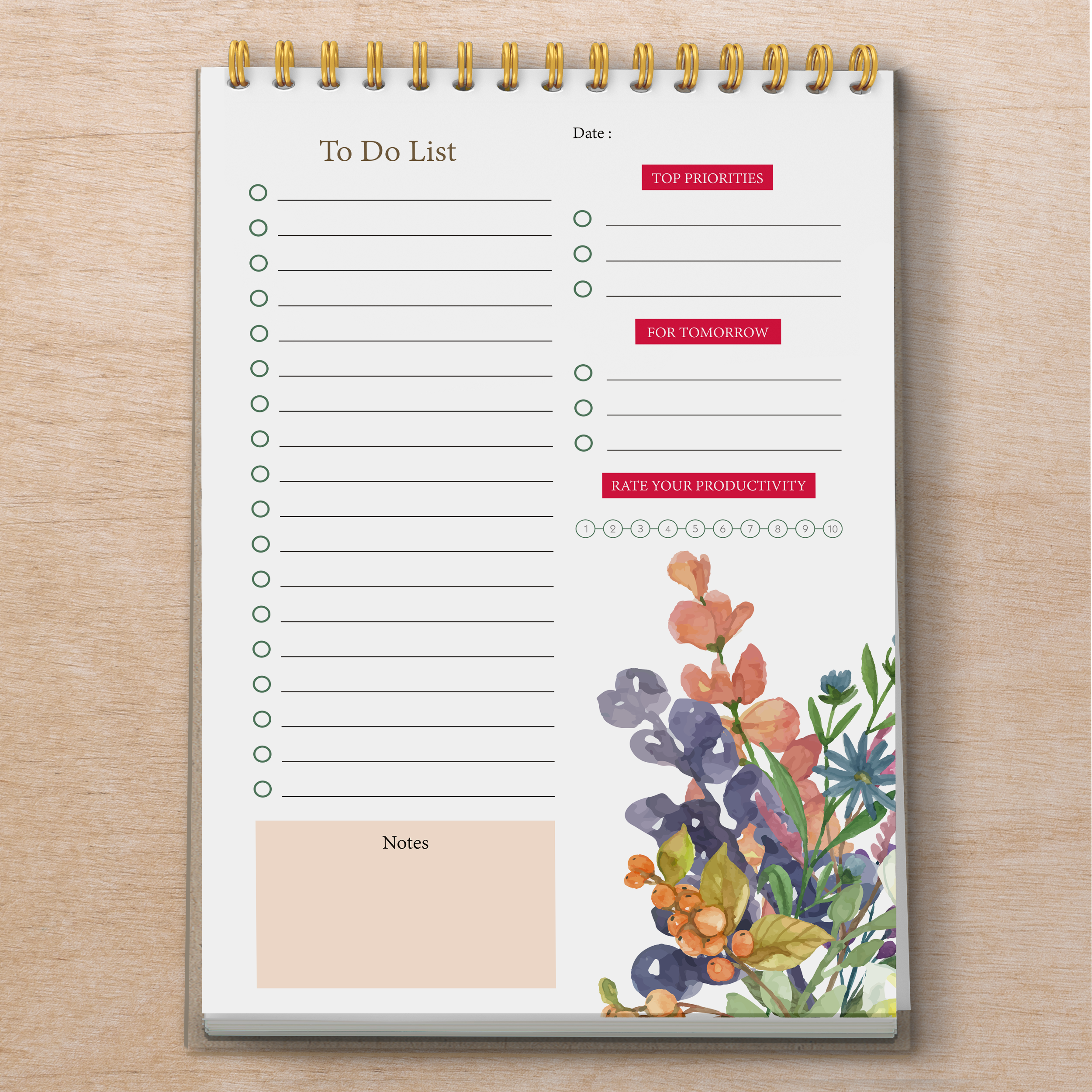 Zaslan To Do List Notepad - Daily Planner Notepad Undated 54 Sheets/10
